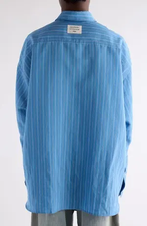 Acne Studios Roffia Stripe Overisze Button-up Shirt - Blue Multi