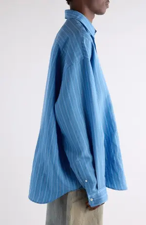 Acne Studios Roffia Stripe Overisze Button-up Shirt - Blue Multi