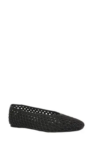 Nordstrom Maddox Leather Ballet Flats Black Raffia