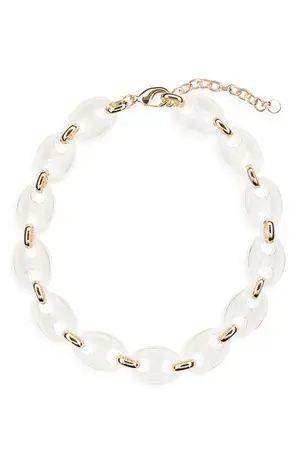 Nordstrom Resin Mariner Link Necklace - Clear- Gold