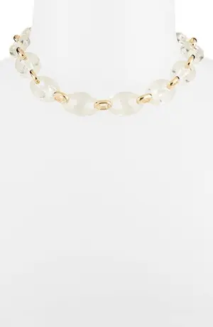 Nordstrom Resin Mariner Link Necklace - Clear- Gold