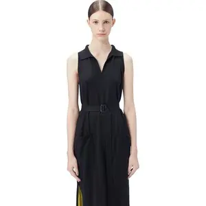 Gobi Cashmere Sleeveless Silk Cashmere Polo Dress - Black