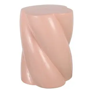 JONATHAN Y Yves Modern Glossy Ceramic Twisted Garden Stoolindoor/outdoor Accent Side Table, End Table - Pink