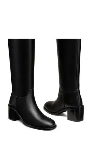 STUART WEITZMAN Finn Knee High Leather Boots - Black
