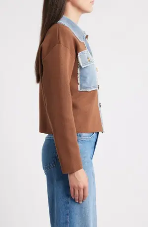 ZOE AND CLAIRE Knit & Denim Trucker Jacket