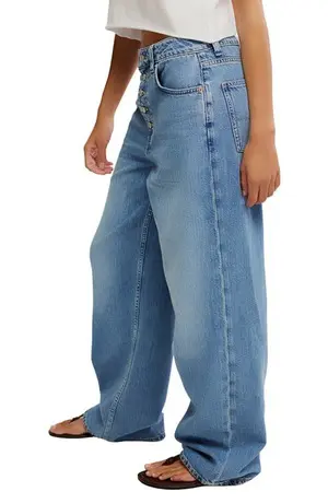 Free People Nia Exposed Button Wide Leg Jeans - Friday