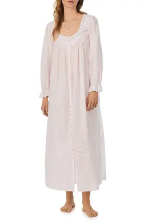 Eileen West Long Sleeve Cotton Lawn Nightgown - Pink