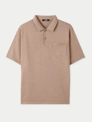 Gobi Cashmere Cotton Silk Cashmere Blend Polo Shirt - Timber Wolf