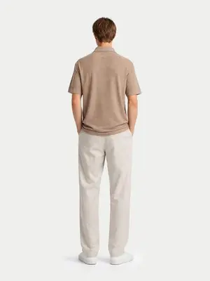 Gobi Cashmere Cotton Silk Cashmere Blend Polo Shirt - Timber Wolf