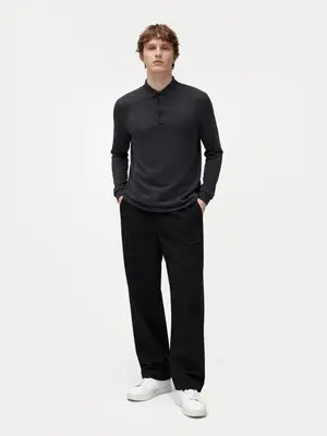 Gobi Cashmere Cashmere Silk Polo - Charcoal