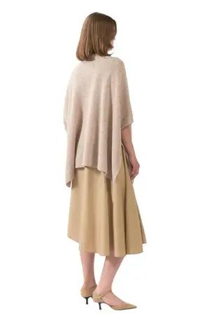 Gobi Cashmere Rib-knit Boat Neck Poncho