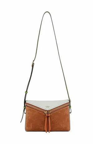 Mcm Diamant 3d Shoulder Bag In Suede And Calf Leather - Multi