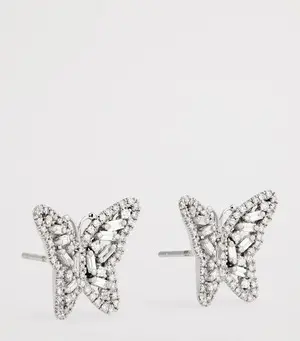 SUZANNE KALAN 18k Gold And Diamond Butterfly Stud Earrings