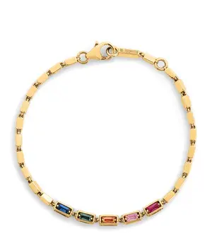 SUZANNE KALAN Medium Sapphire Block-chain Bracelet - Rose Gold