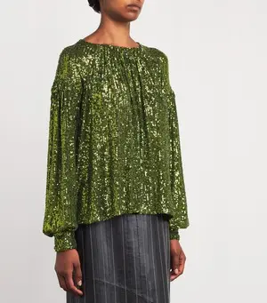 Rabanne Draped Sequin Top