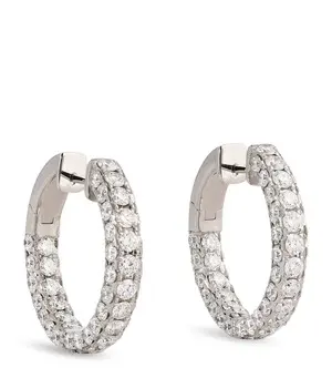 Shay Gold And Diamond Three-sided Hoop Earrings - White