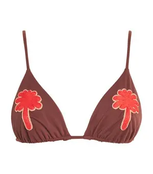 Johanna Ortiz Embroidered Triangle Bikini Top - Brown