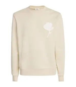 Sandro Cotton Floral-patch Sweatshirt - Beige