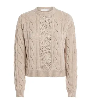 Max Mara Wool-cashmere Cable-knit Lace Sweater