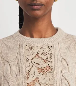 Max Mara Wool-cashmere Cable-knit Lace Sweater
