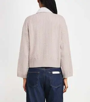 Claudie Pierlot Wool-cashmere Sweater With Collar Insert