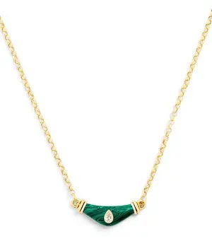 L'ATELIER NAWBAR Yellow Gold, Diamond And Malachite Karma Necklace