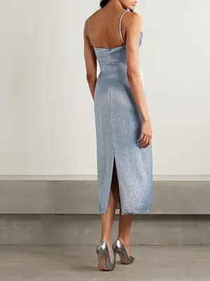 WIEDERHOEFT Maggi Draped Beaded Tulle Gown