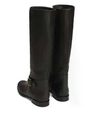 Dolce & Gabbana Buckle-strap Leather Boots - Brown