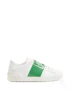 Valentino Garavani Calfskin Open Sneakers With Contrast Band - White