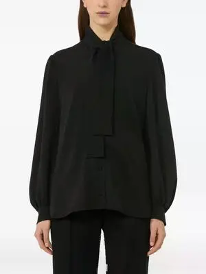 Max Mara Tie-neck Puff-sleeve Blouse