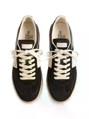 Valentino Garavani Split Leather And Calfskin Nappa Low Top Trainers - Black