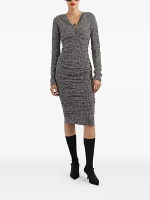 Dolce & Gabbana Midi Chevron-print Dress - Black