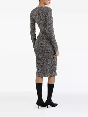 Dolce & Gabbana Midi Chevron-print Dress - Black