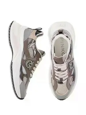 Pinko Metallic-panel Lace-up Sneakers
