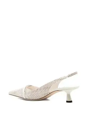 JIMMY CHOO Amita 45mm Snakeskin Slingback Pumps - Neutrals