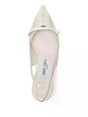 JIMMY CHOO Amita 45mm Snakeskin Slingback Pumps - Neutrals