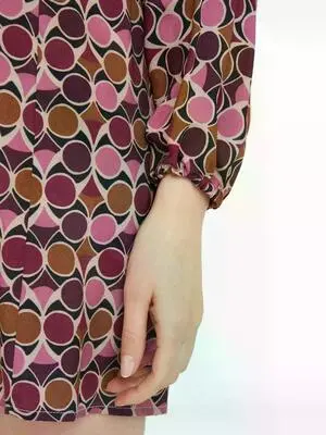 Sisley Geometric-print Long-sleeve Mini Dress - Pink