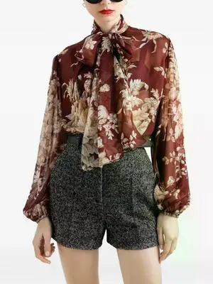 Dolce & Gabbana Floral-print Bow Blouse