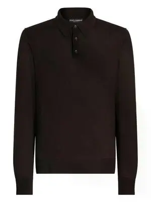 Dolce & Gabbana Long-sleeve Polo Shirt - Brown