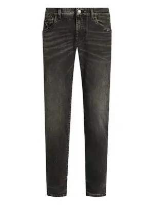 Dolce & Gabbana Logo-plaque Faded Jeans - Black
