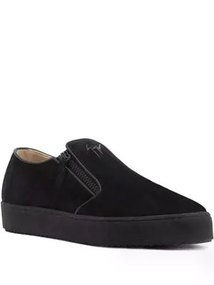 GIUSEPPE ZANOTTI Suede Slip-on Sneakers With Zip Detail - Black