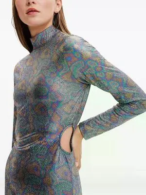 Desigual Abstract Print Cut-out Mini Dress