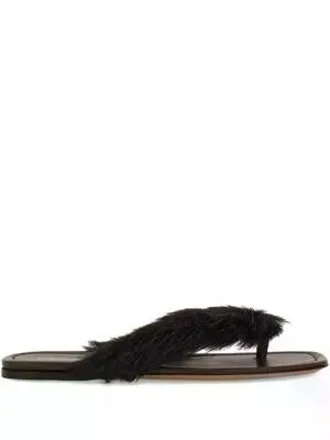 SALVATORE FERRAGAMO Fur-Detail Thong Sandals