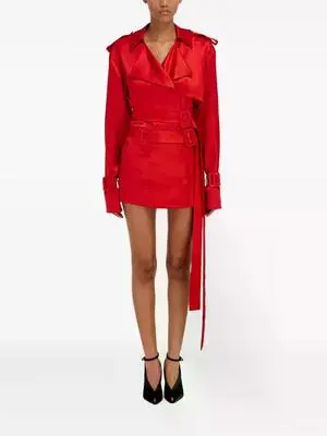 FERRAGAMO Belted Button-front Mini Skirt - Red