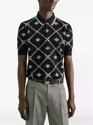 Dolce & Gabbana Logo-pattern Polo Shirt - Black