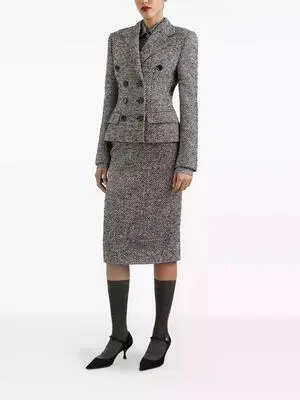Dolce & Gabbana Midi Tweed Pencil Skirt - Black