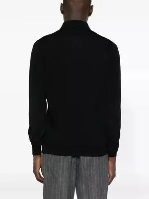 LARDINI Long-sleeve Wool Polo Shirt - Black