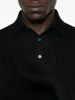 LARDINI Long-sleeve Wool Polo Shirt - Black