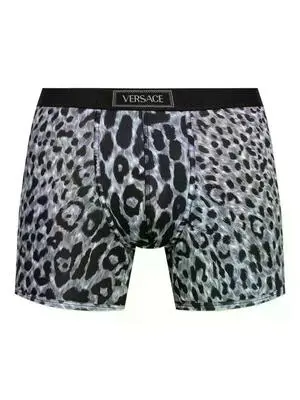 Versace Leopard-print Waistband Boxers - Grey