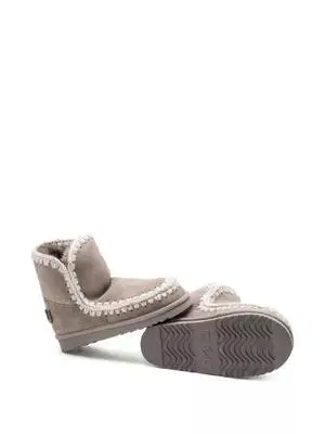 Mou Crochet-detail Sheepskin Boots - Grey